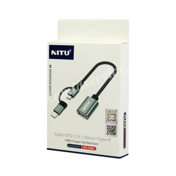 کابل تبدیل NITU مدل NT-CN21 OTG USB To MicroUSB / Type-C | امید سرویس